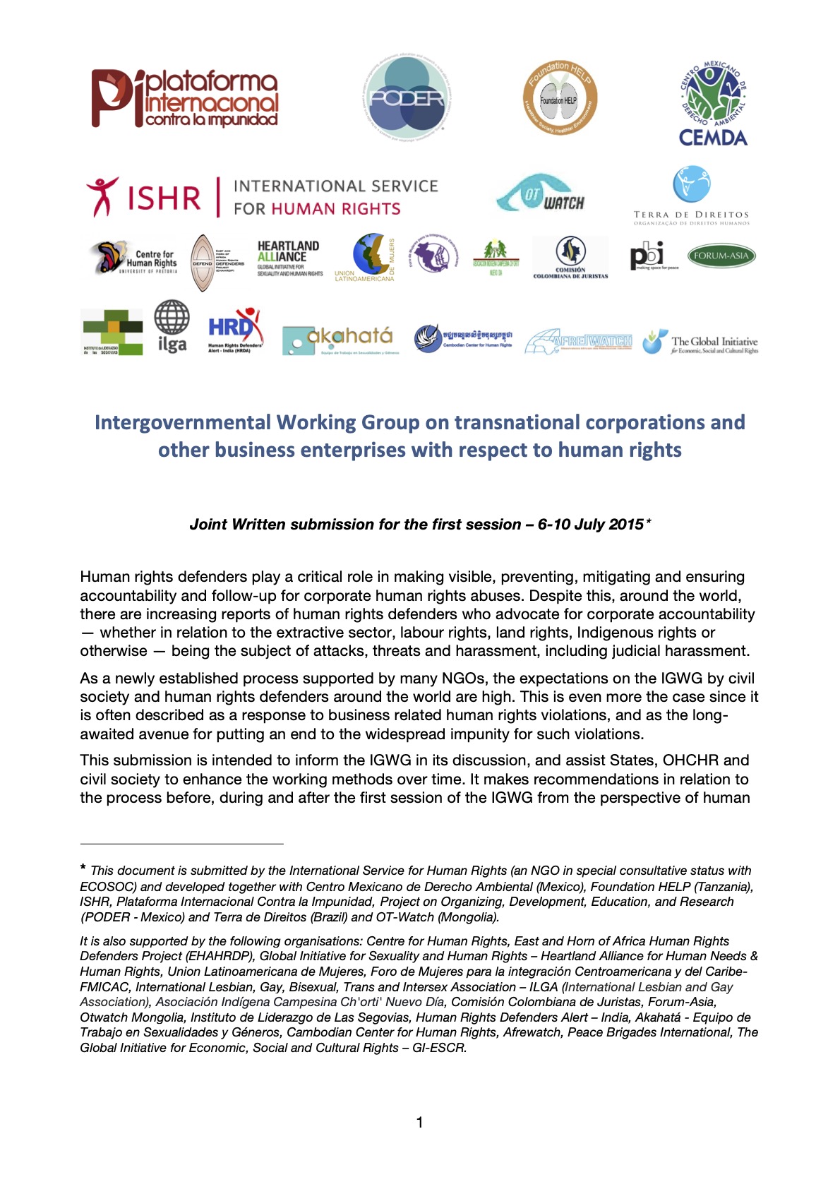 States: Ensure participation and protection for activists in business ...