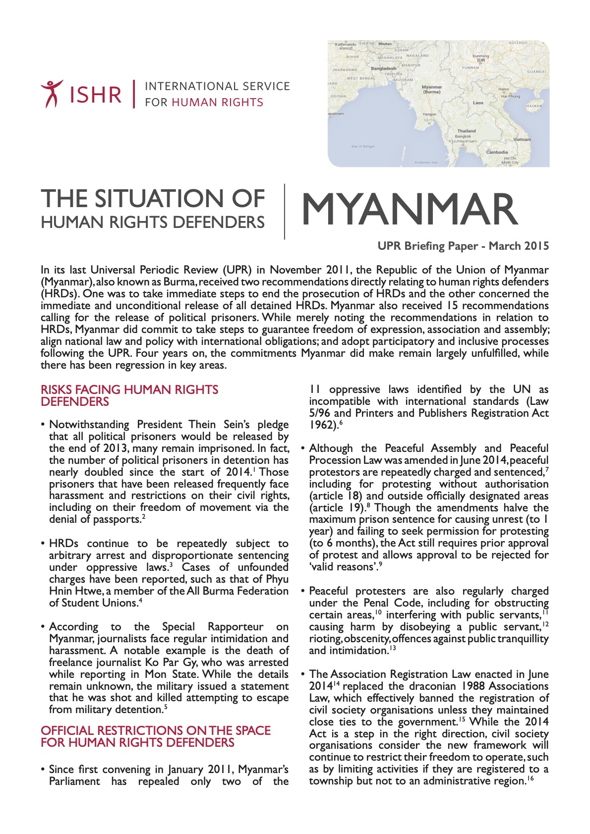 Myanmar: End criminalisation of the rights to freedom of assembly ...